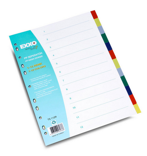 Separatoare plastic A4, 12 culori | set, EXXO