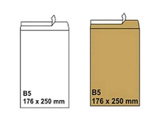Plic B5, 176x250 mm, siliconic, kraft, 90 gr/mp, 500 buc/cut