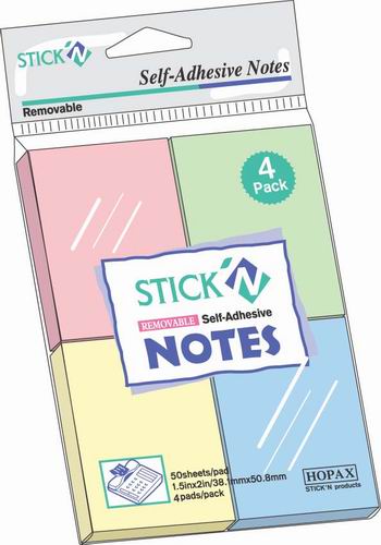 Notes autoadeziv | post-it, 38x51 mm, 4 culori pastel, 4x50 file/set ...